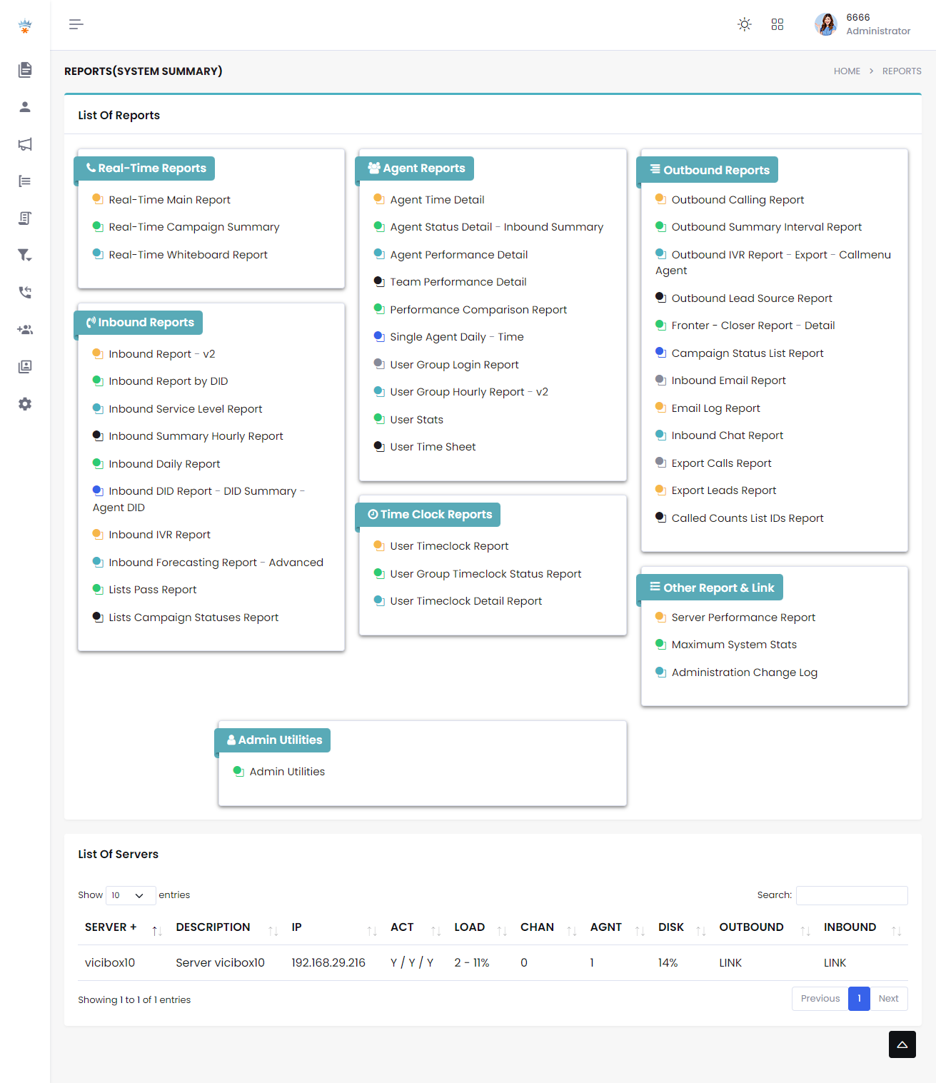 Call Center agent report Operations through Agent Reports